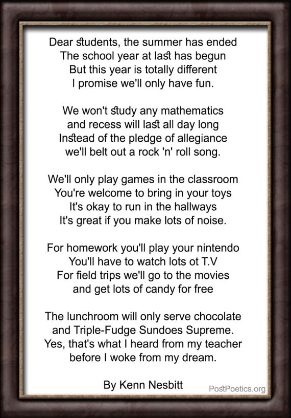 Welcome Back To School Poems | Back To School Poetry