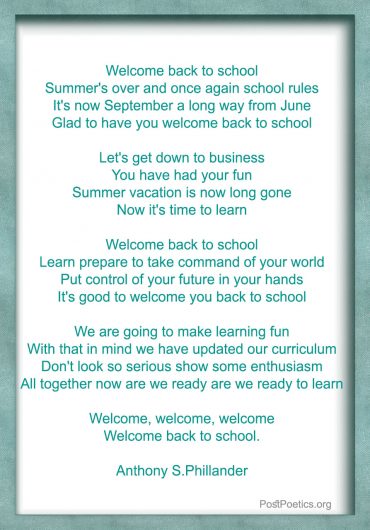 Welcome Back To School Poems | Back To School Poetry