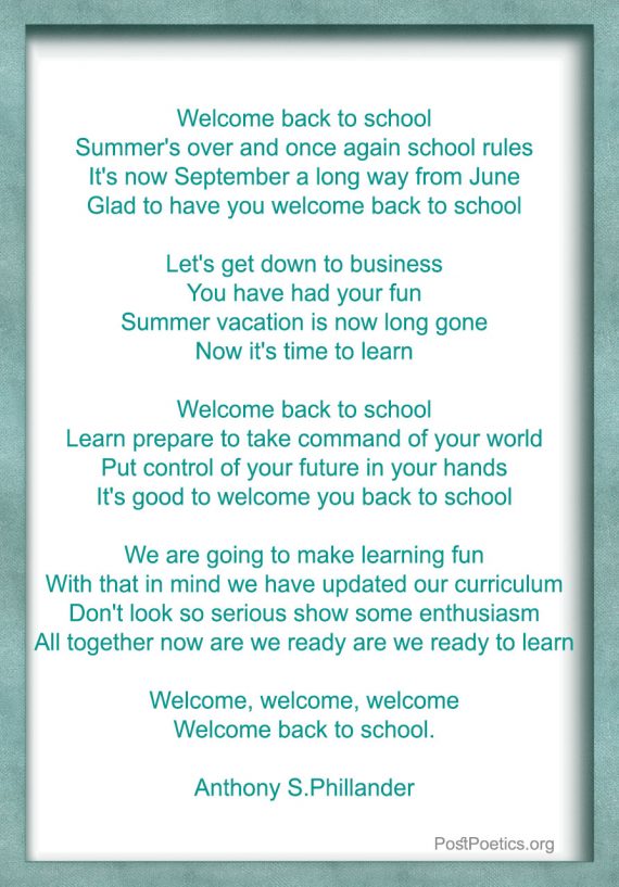 Welcome Back To School Poems | Back To School Poetry