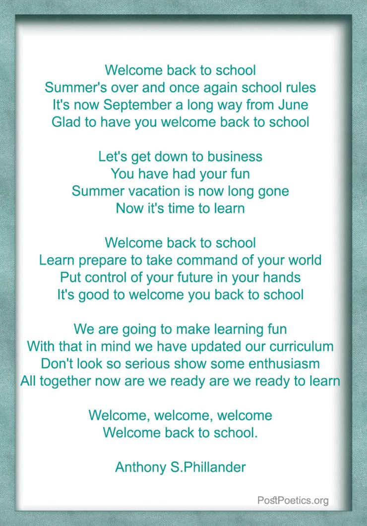 Welcome Back To School Poems | Back To School Poetry
