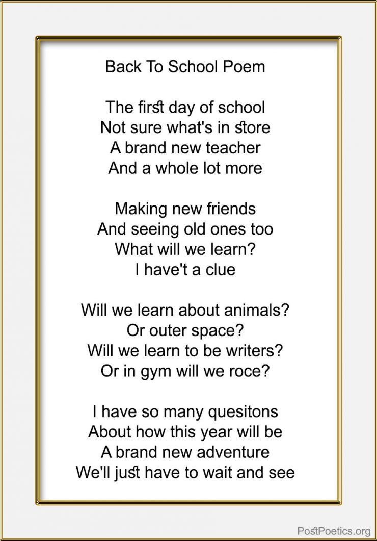 Welcome Back To School Poems | Back To School Poetry