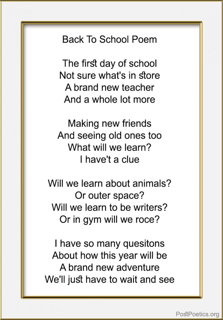 Welcome Back To School Poems | Back To School Poetry