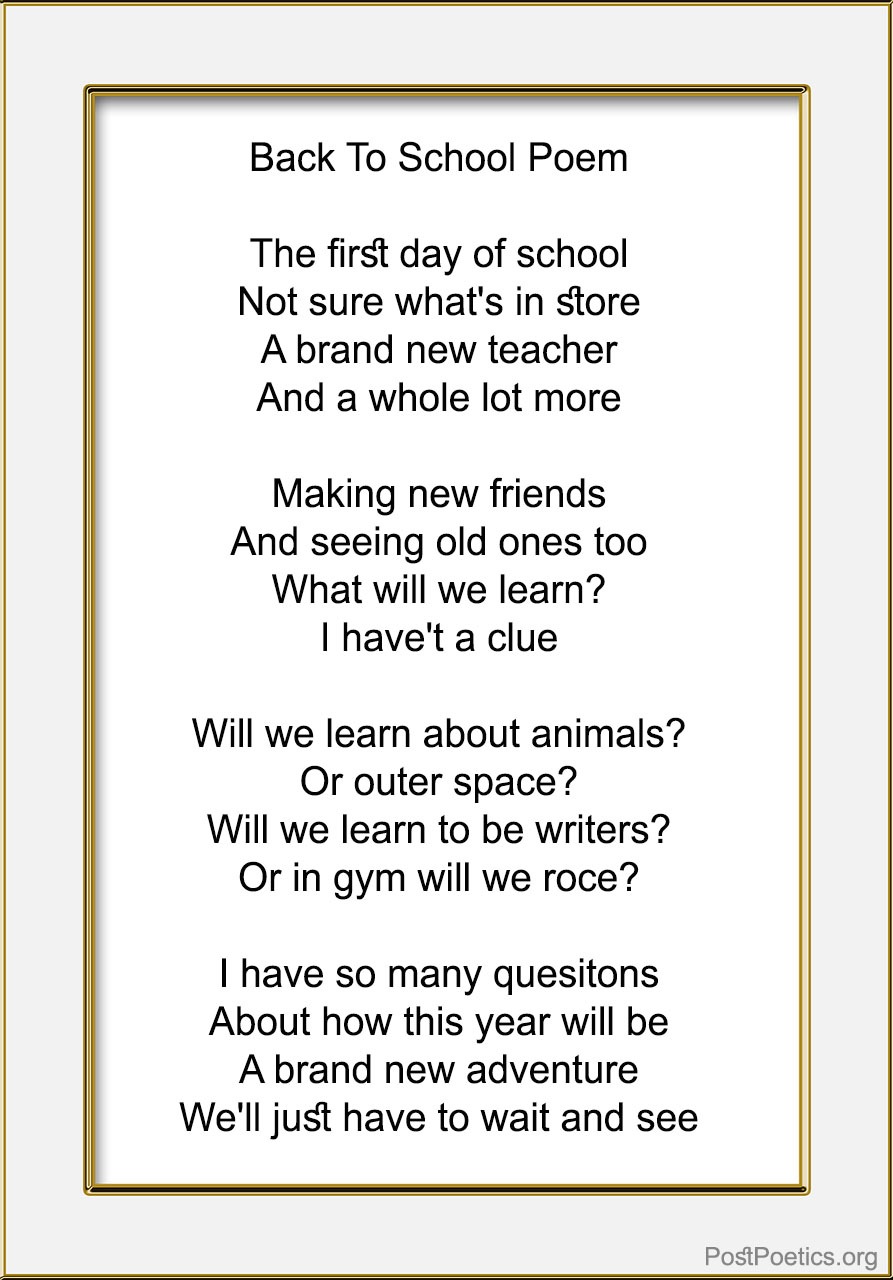 Welcome Back To School Poems | Back To School Poetry