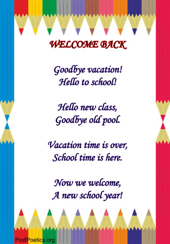 Welcome Back To School Poems | Back To School Poetry