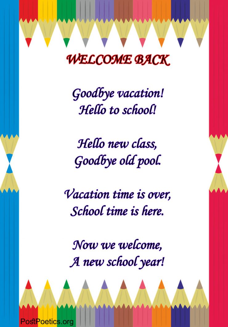 Welcome Back To School Poems | Back To School Poetry