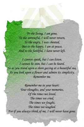 4 Best Remember Me Funeral Poems - Grief and Sympathy